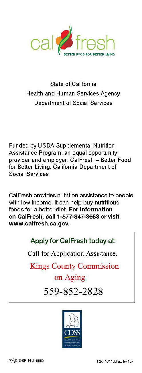 CalFresh & Medi-Cal – Kings County Commission On Aging